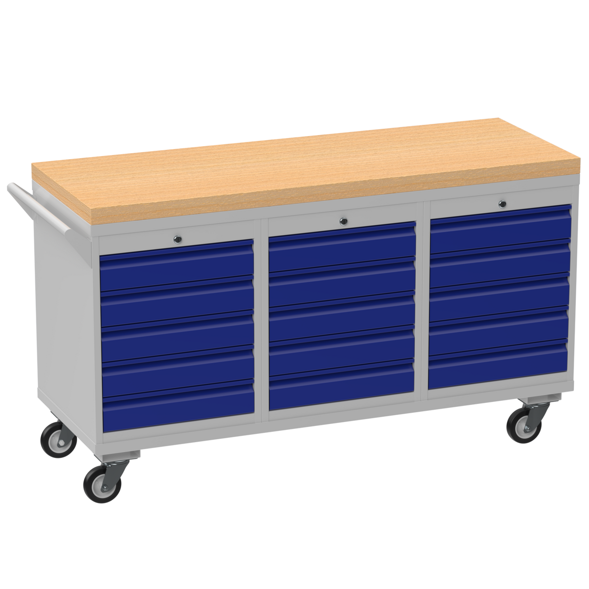 Triple Cupboard/Drawer Rolling Tool Cabinet | Solid Wood Worktop — UK ...