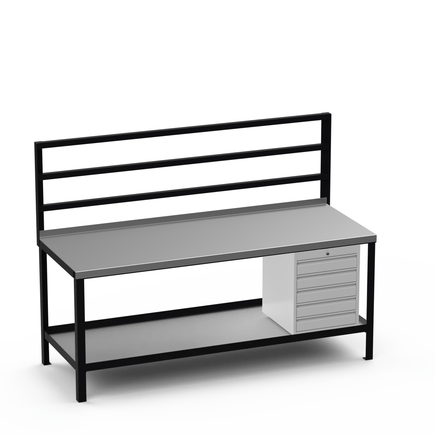 Heavy Duty Steel Workbench with Pegboard Support Rails & 5 Drawer Stor ...