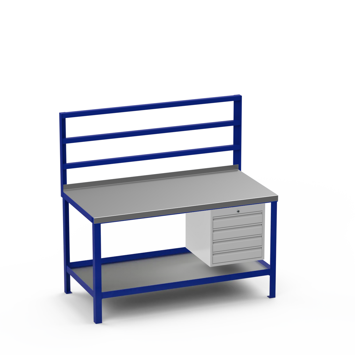 Heavy Duty Steel Workbench with Pegboard Support Rails & 4 Drawer Stor ...