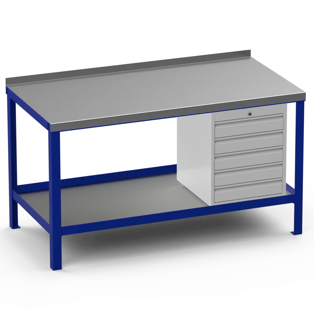 Steel Top Heavy Duty Workbench | 5 Drawer Storage Unit — UK Workbenches